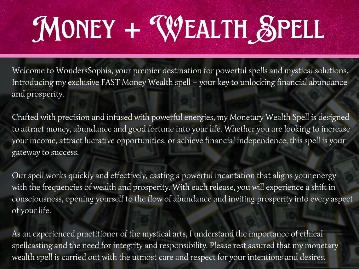 FAST Money Wealth Spell: Attract Money, Money Spells, Abundance Money ...