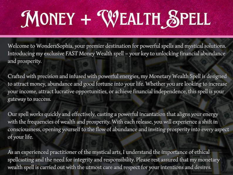 FAST Money Wealth Spell: Attract Money, Money Spells, Abundance Money ...