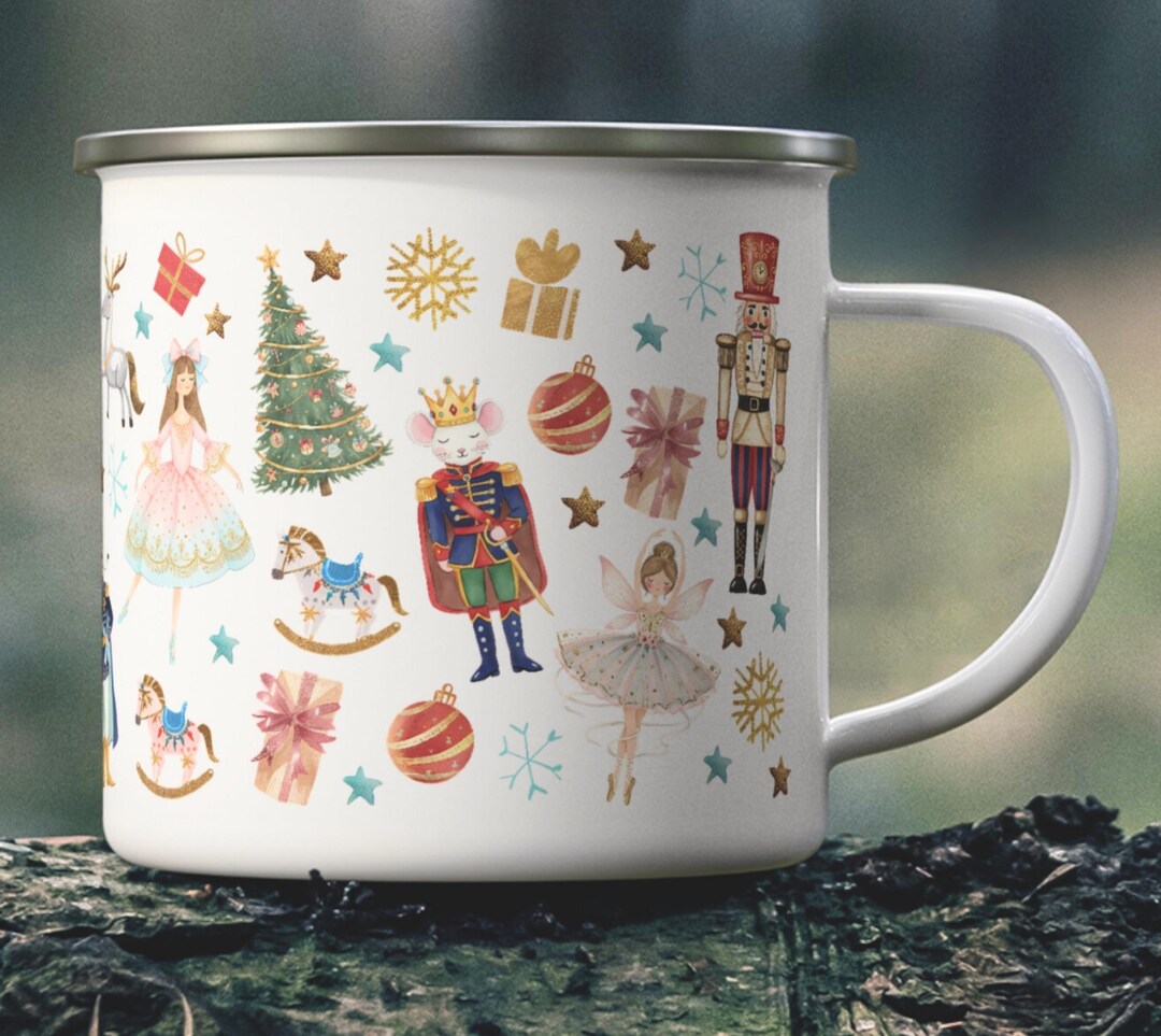 Nutcracker Mug: Christmas Gift, Whimsical Ballet Enamel Camping Mug ...