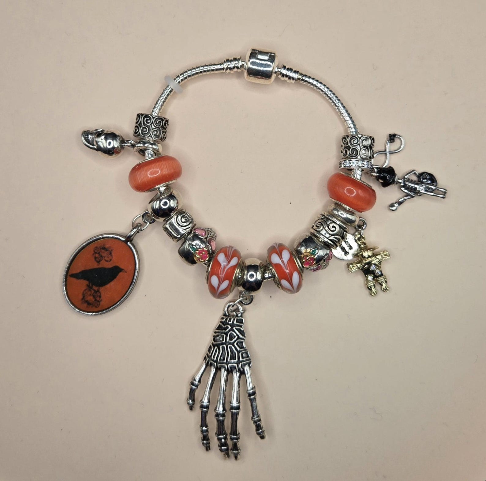 Halloween Skeleton Theme Pandora Like Bracelet - Etsy