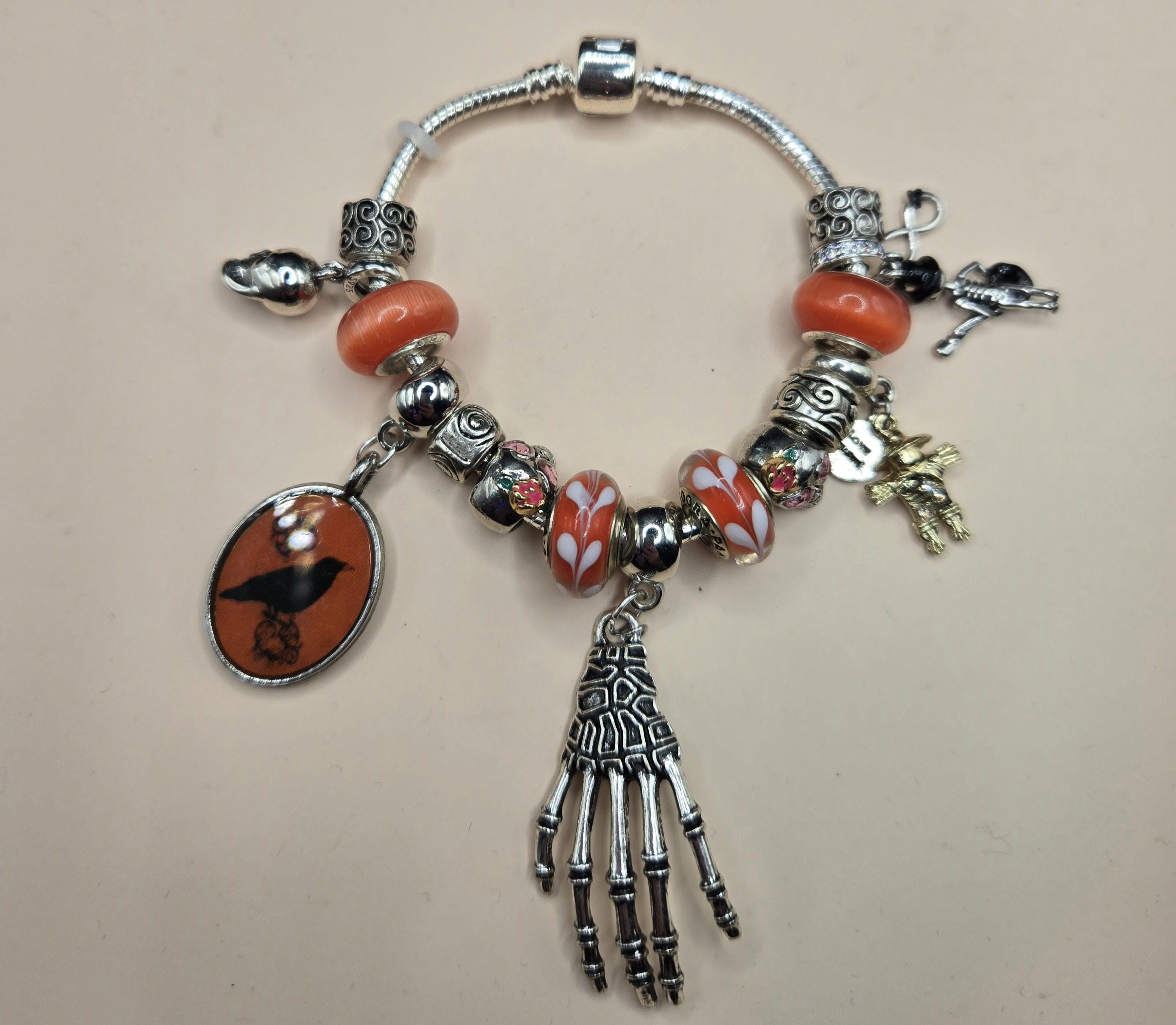 Halloween Skeleton Theme Pandora Like Bracelet - Etsy