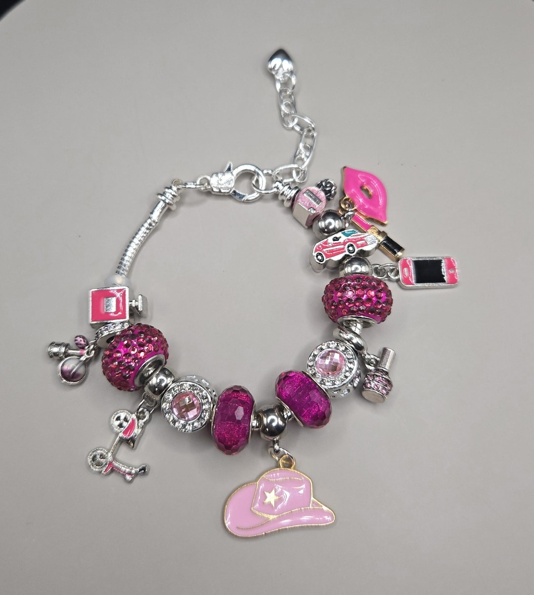 Hot Pink Pandora Style Bead Bracelet - Etsy