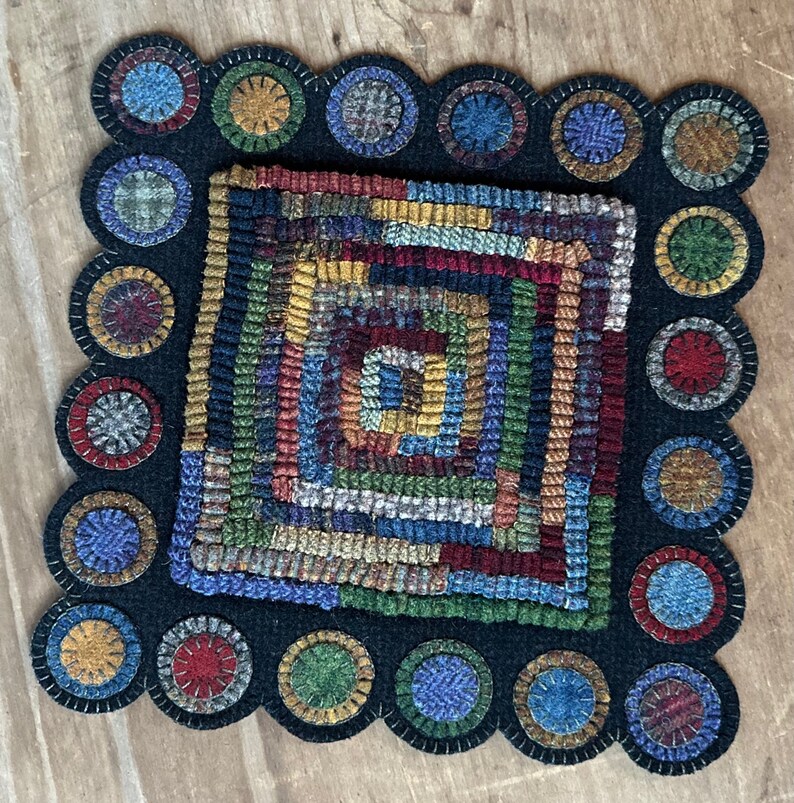 Scrappy Hooked Penny Mat- Wool Kit - Etsy