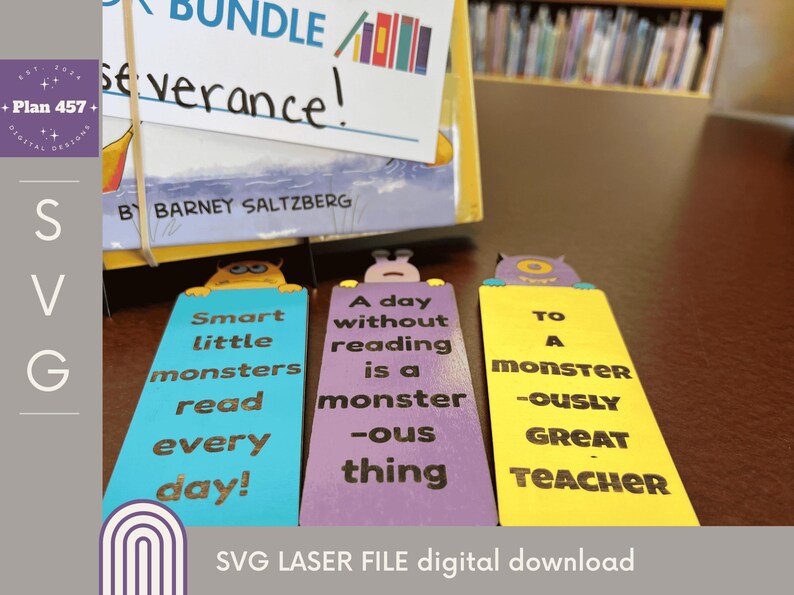 Funny Monster Bookmark for Kid Printable SVG Bundle DIY Bookmark Craft ...