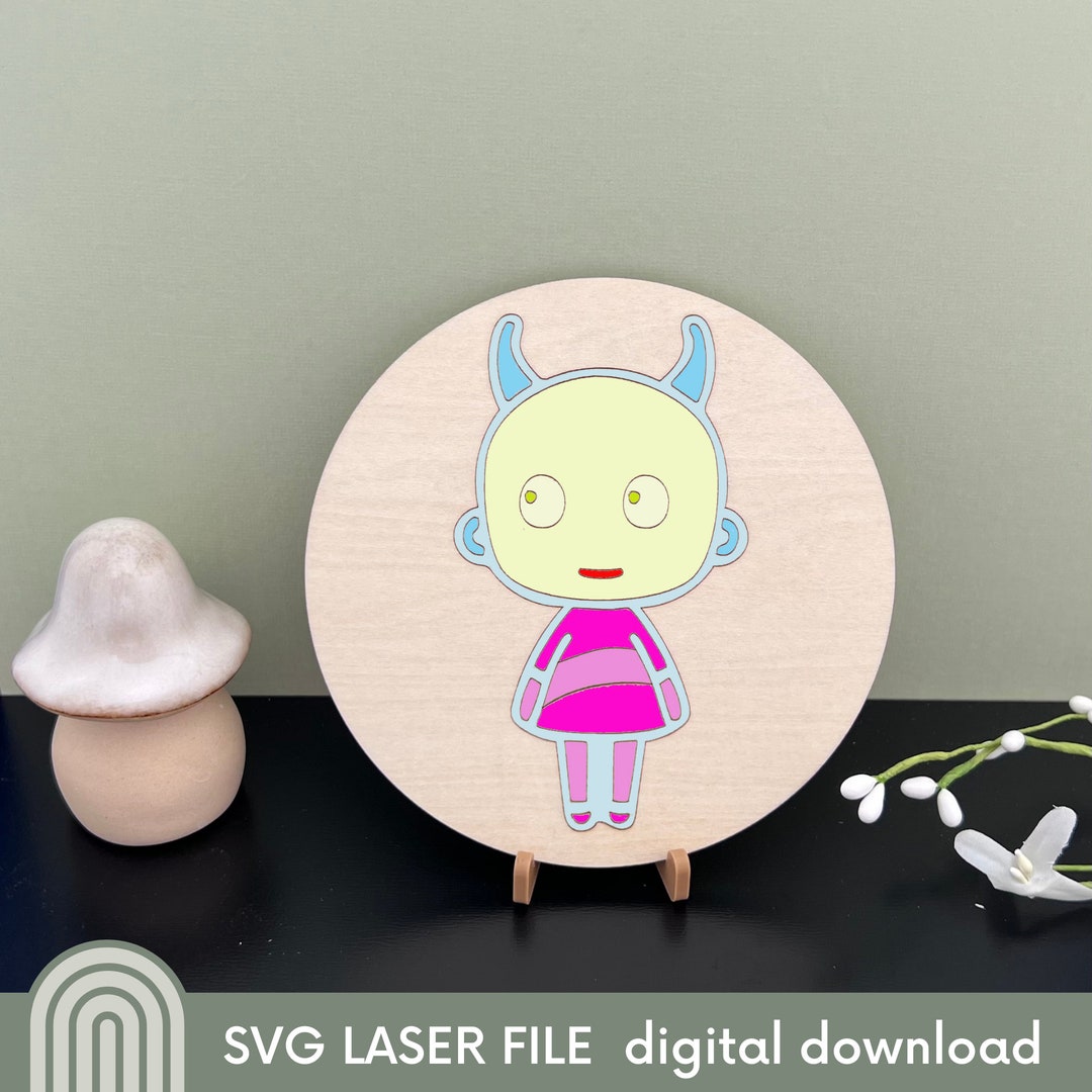 Alien Monster Coloring Project: Round Laser Cut SVG File for Kids ...