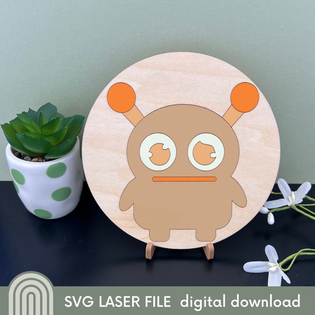 Alien Monster #10 Coloring Project: Round Laser Cut SVG File for Kids ...