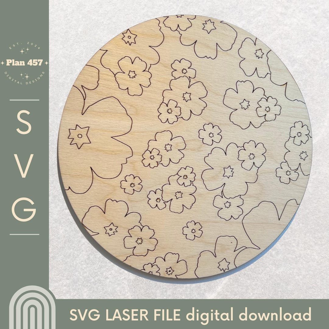 Floral Scoring and Engraving Pattern|round Laser Cut SVG File| - Etsy