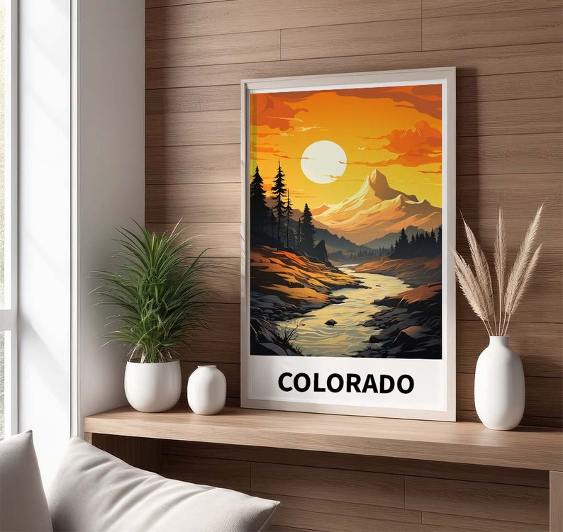 Retro Colorado Travel Poster Minimalist Retro Wall Art Colorful Modern ...