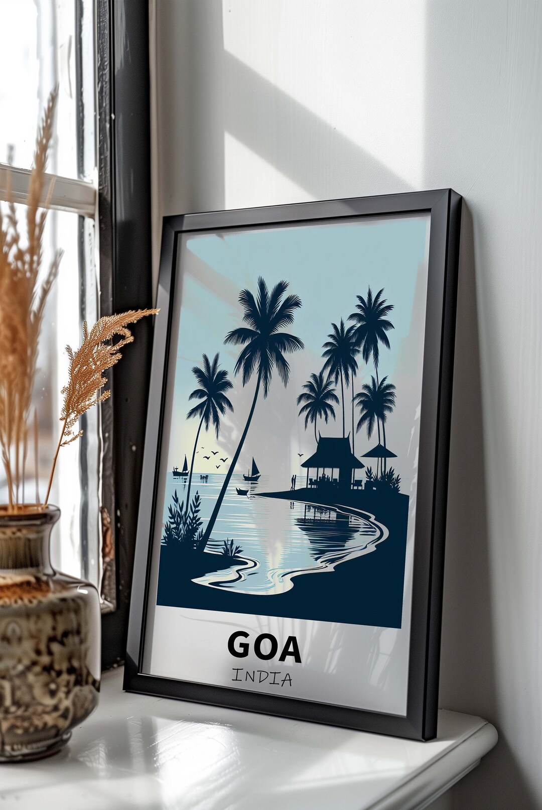Retro GOA India Travel Poster Minimalist Retro Wall Art Colorful Modern ...