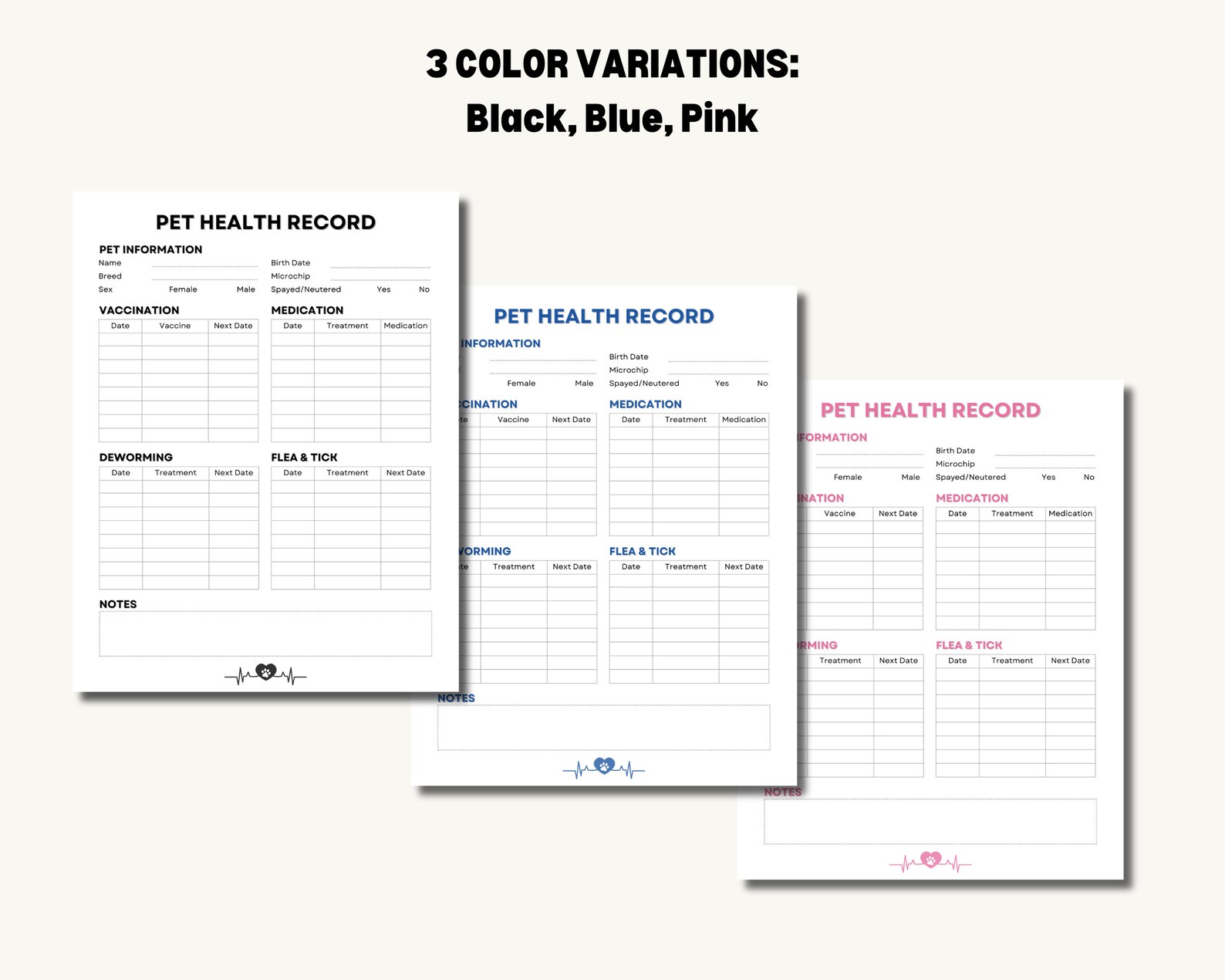 Pet Health Record | Editable Pet Record | Printable Dog Template ...