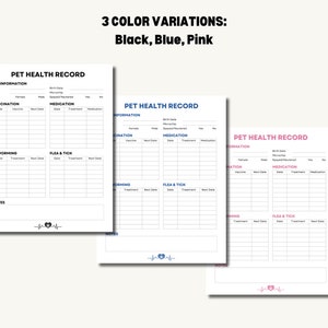 Pet Health Record | Editable Pet Record | Printable Dog Template ...