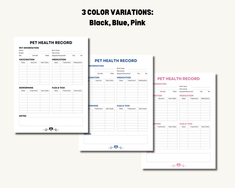 Pet Health Record | Editable Pet Record | Printable Dog Template ...