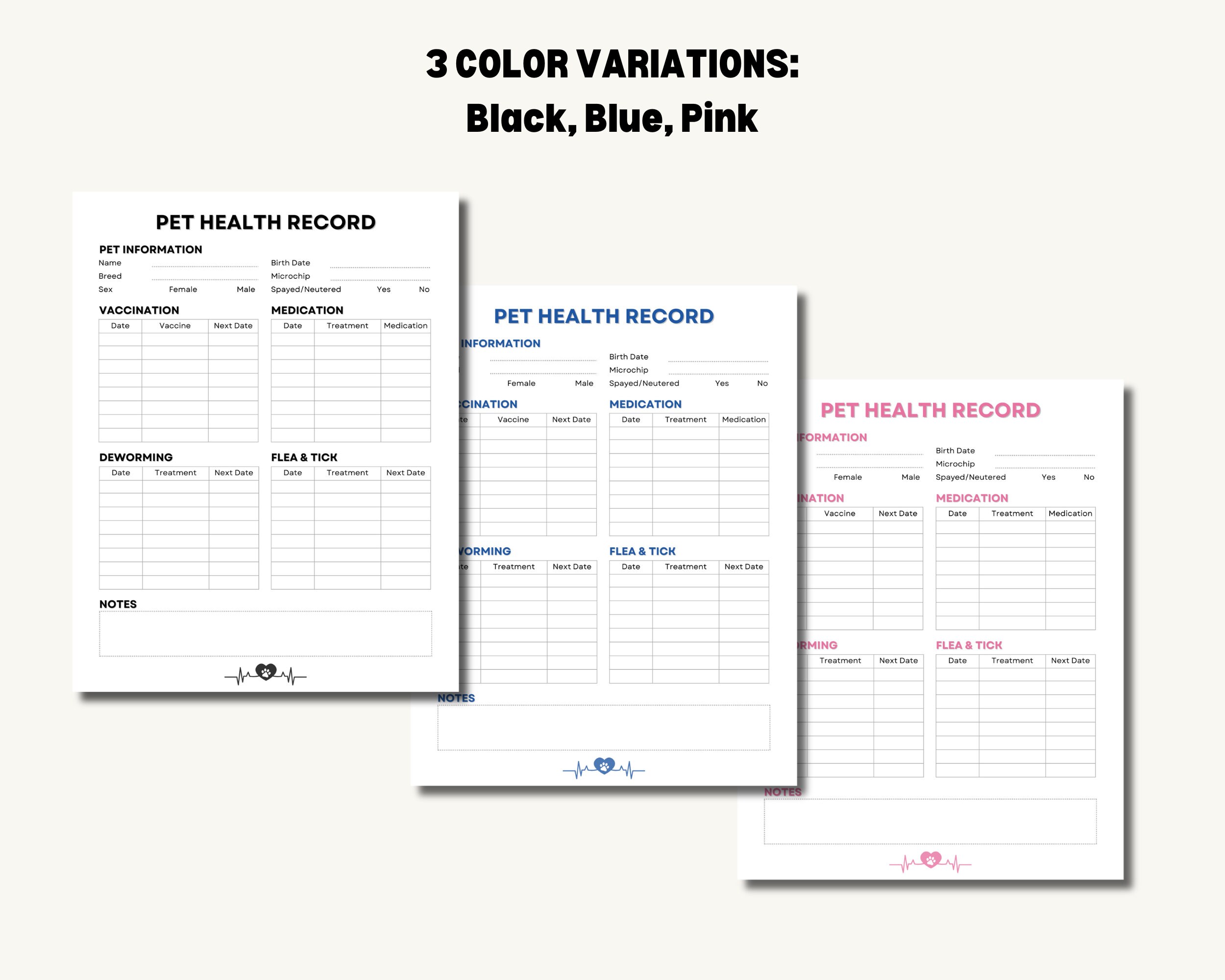 Pet Health Record | Editable Pet Record | Printable Dog Template ...