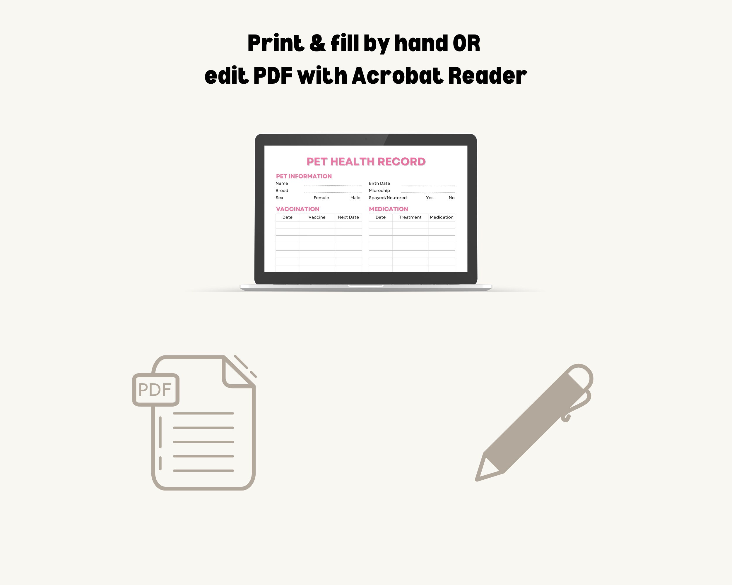 Pet Health Record | Editable Pet Record | Printable Dog Template ...