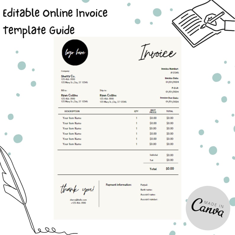 Editable Online Invoice Template Download, Small Business Suited ...