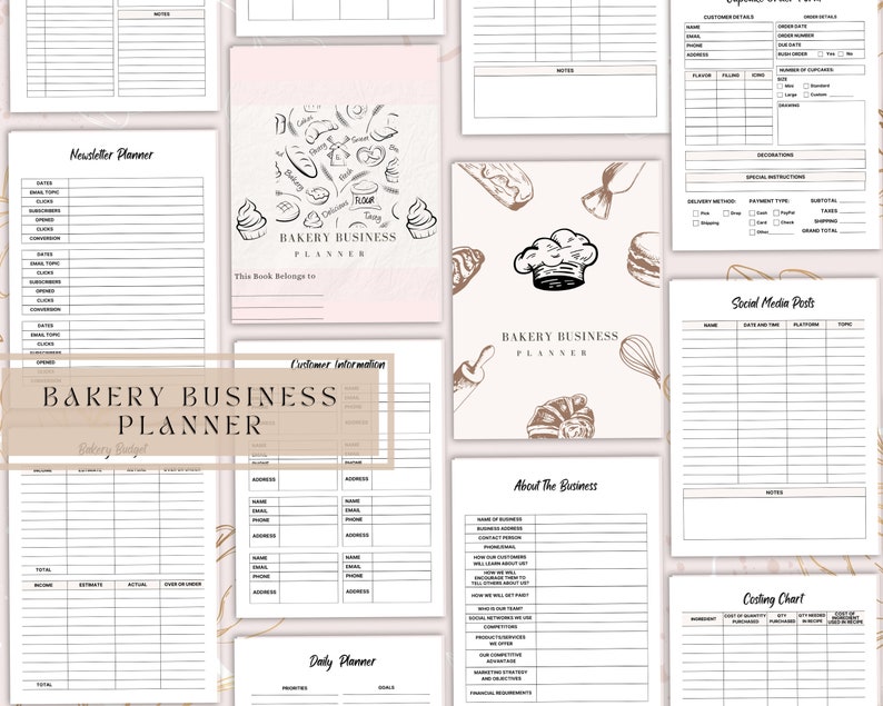 Bakery Business Planner, Bakery Planner, Bakery Order Form, Business ...