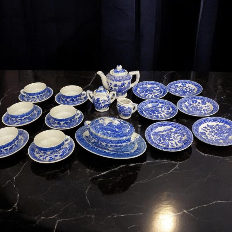 Blue Willow Tea Set - Etsy