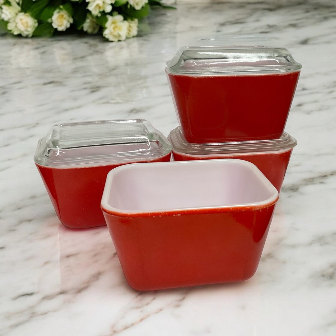 Pyrex Red 1.5 C Refrigerator Boxes - Etsy