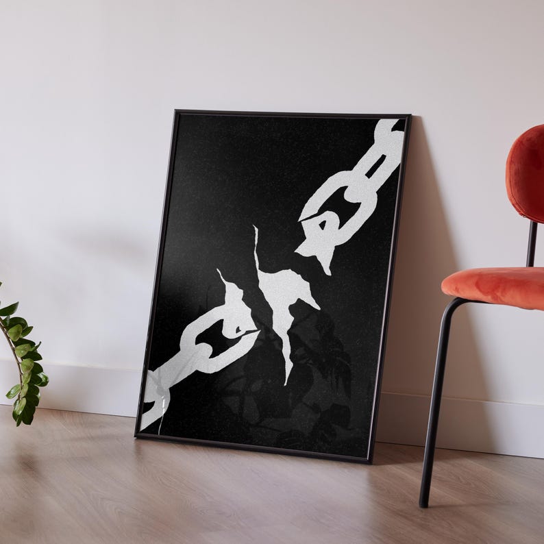 Broken Chains Poster, Freedom Symbol Art Print, Revolutionary Black ...