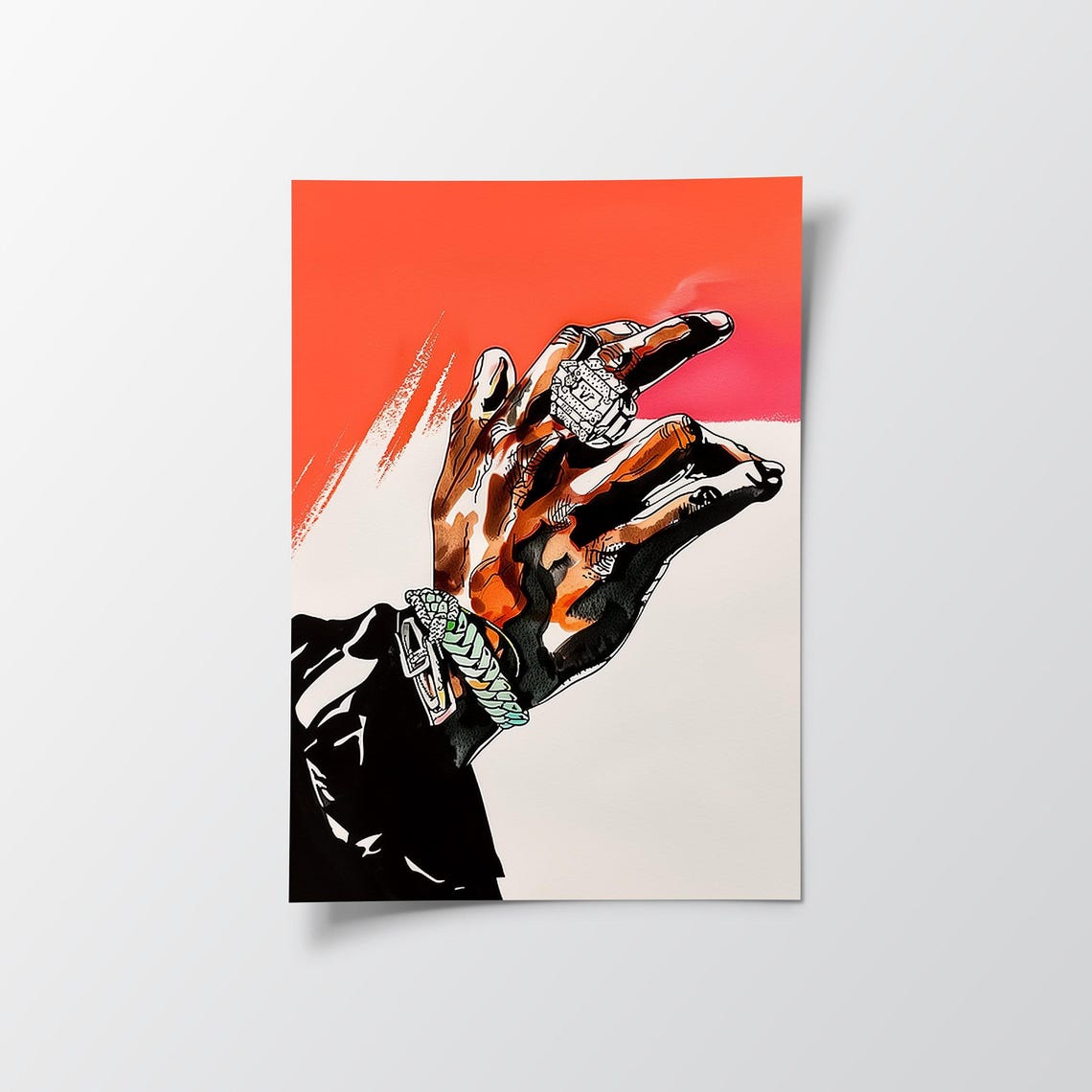 Hip Hop Poster, Jewelry and Chains, Street Art Print, Modern Urban Wall ...