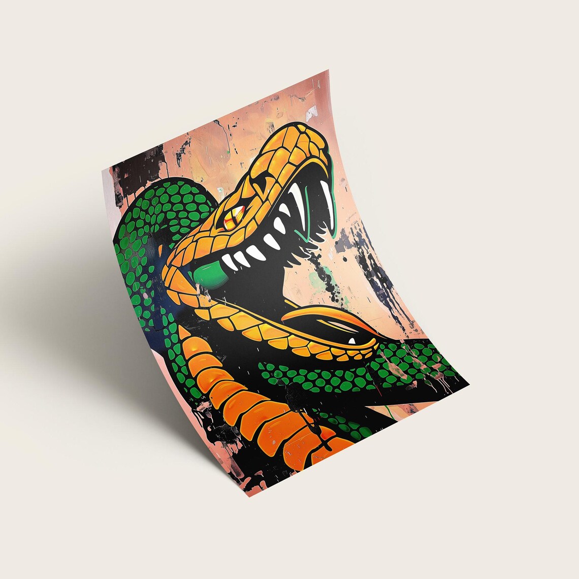 FAMU Rattlers Mascot Graffiti Poster, HBCU Art, Urban Wall Decor, Black ...