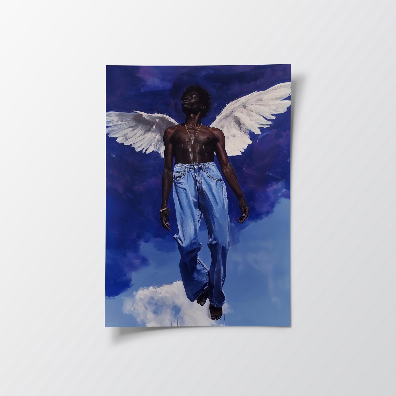 Black Boy Fly Poster, Urban Acrylic and Oil Painting, Modern Street Art ...
