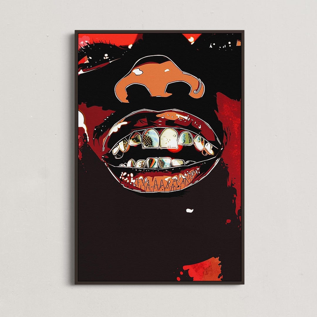 Hip Hop Poster, Golden Grillz, Black Art, Street Art Print, Modern ...