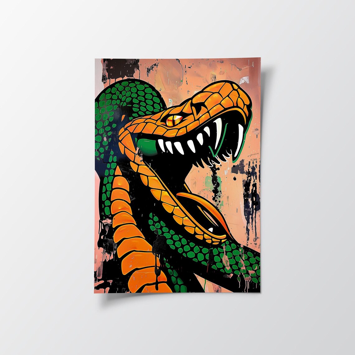 FAMU Rattlers Mascot Graffiti Poster, HBCU Art, Urban Wall Decor, Black ...