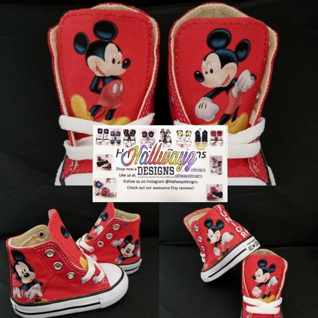 Custom Red Mickey Mouse Converse Shoes Birthday Sneaker - Etsy