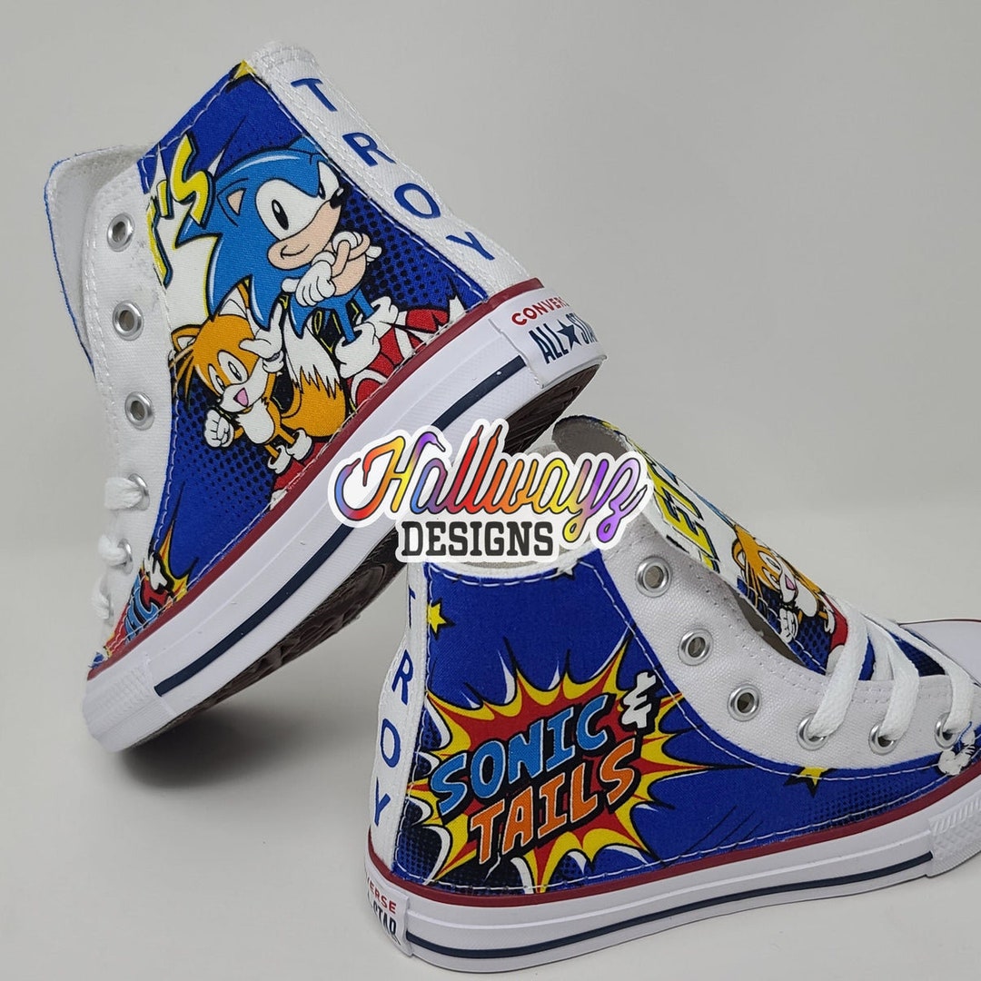 Custom Sonic & Tails Converse: Personalized Birthday Sneakers - Etsy
