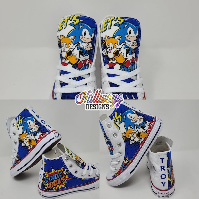 Custom Sonic & Tails Converse: Personalized Birthday Sneakers - Etsy