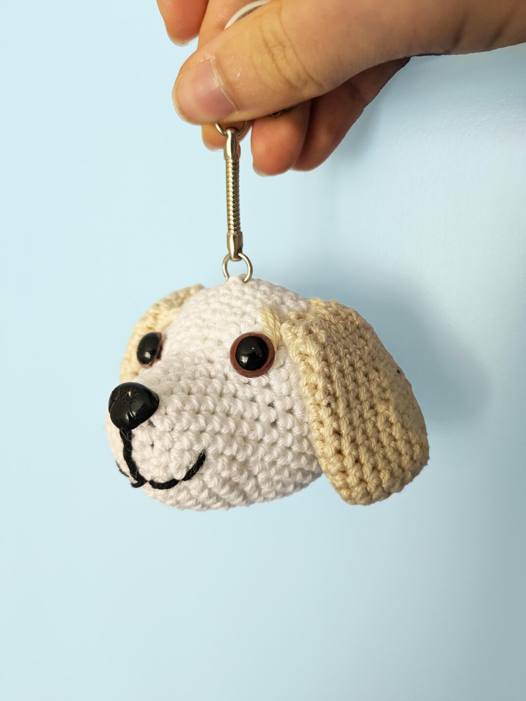 Customizable Amigurumi Crochet Dog Head Keychain - Etsy Canada