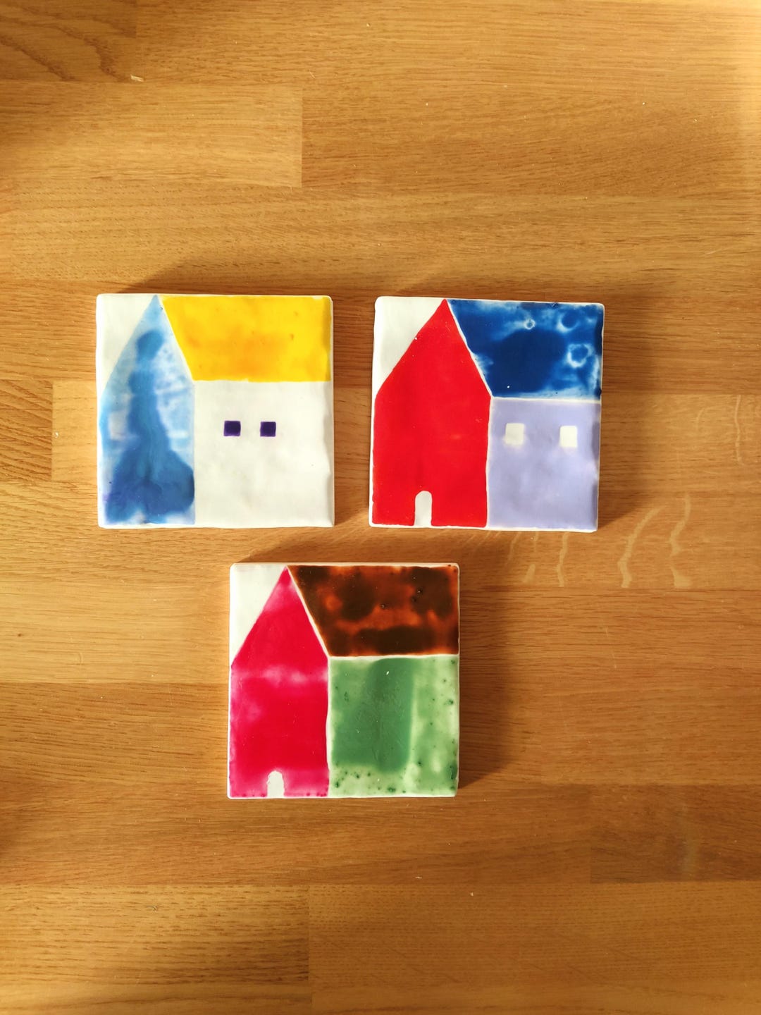 Set of 3 Ceramic Tiles, Hand-painted, Decoration, Decorative Tile, Art ...