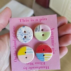 Set of 6 Ceramic Buttons, Clay, Handmade Buttons - Etsy