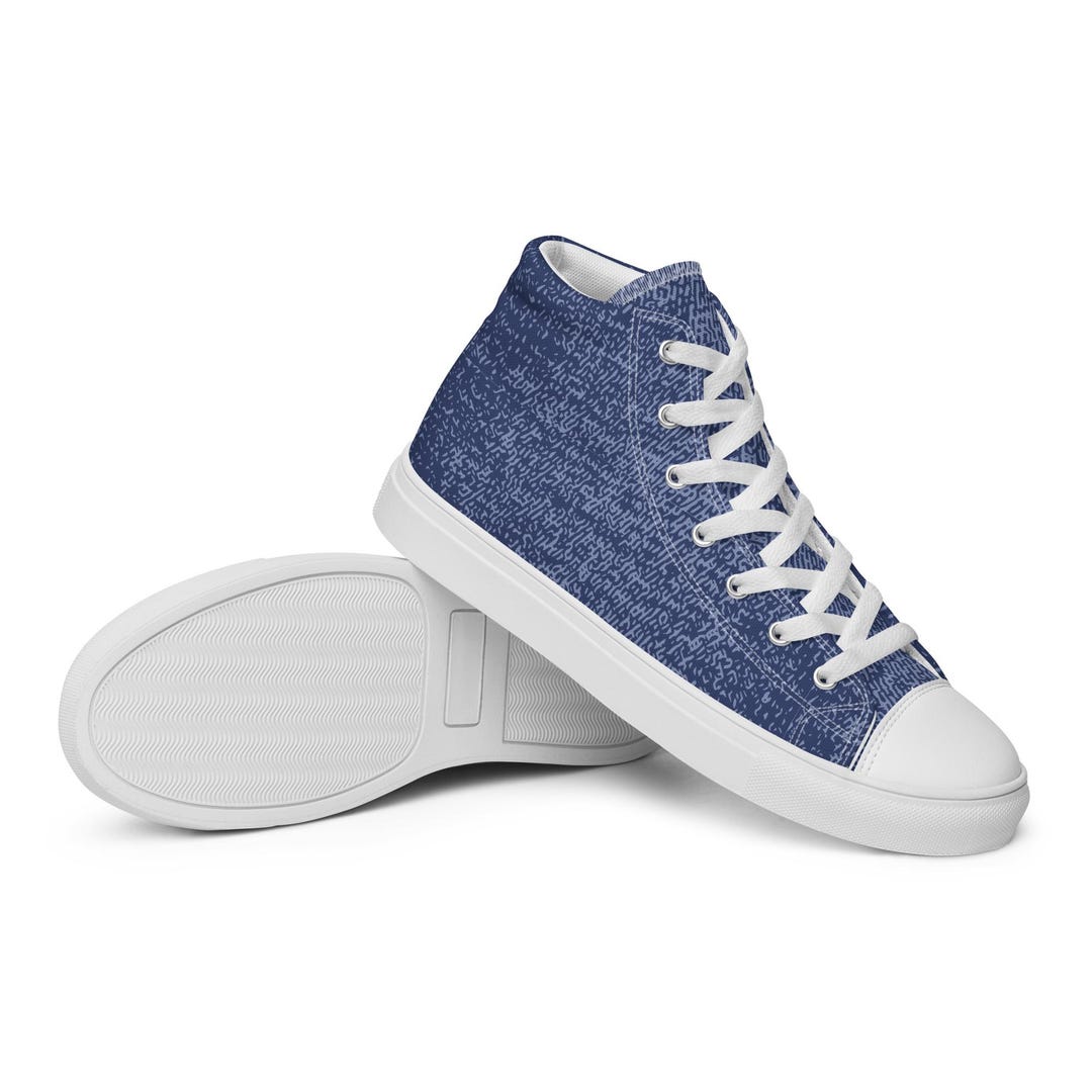 Denim Seamless High Top Canvas Sneakers for Women, Colorful High Tops ...