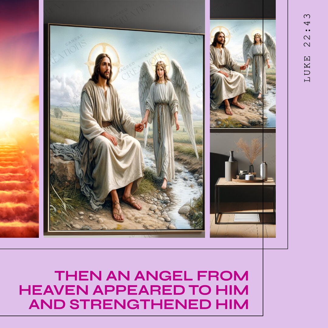 Jesus and an Angel, Christian Art Bundle Set of 3, Jesus Art Digital ...