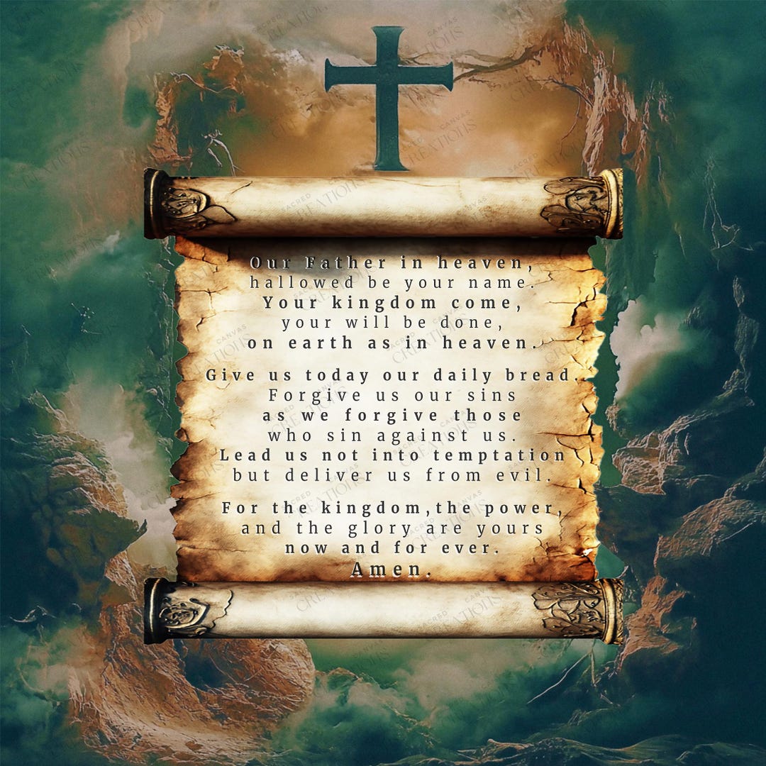 Our Father Prayer Art Printable, the Lord's Prayer Wall Art, Bible ...