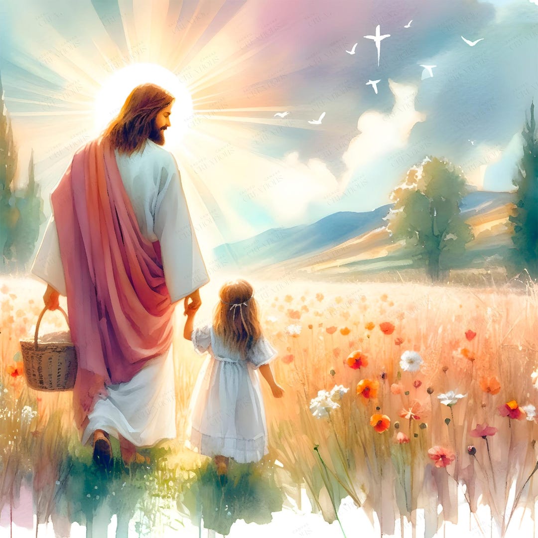 Jesus and the Children, Christian Art, Jesus Art Digital Portrait ...