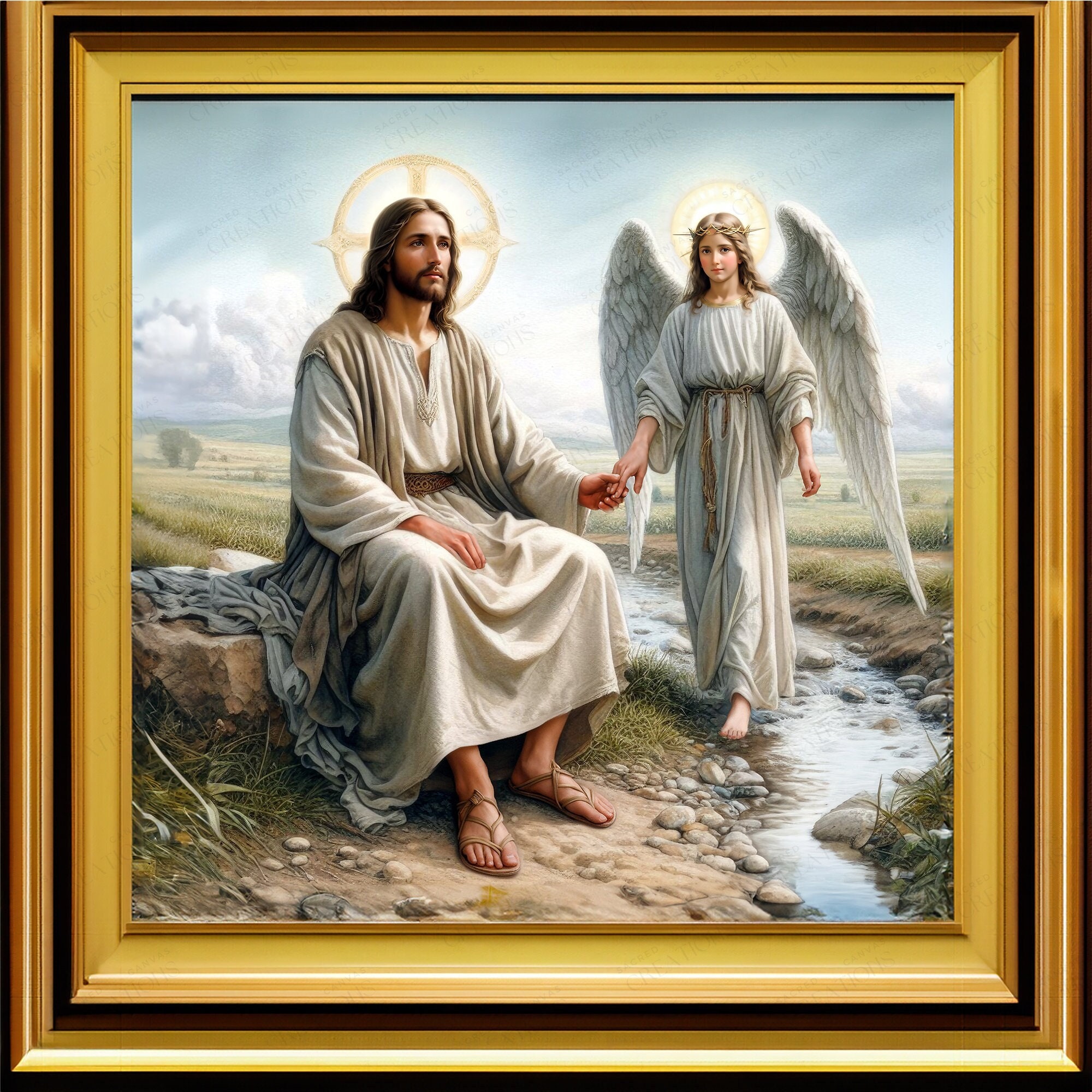 Jesus and an Angel, Christian Art Bundle Set of 3, Jesus Art Digital ...