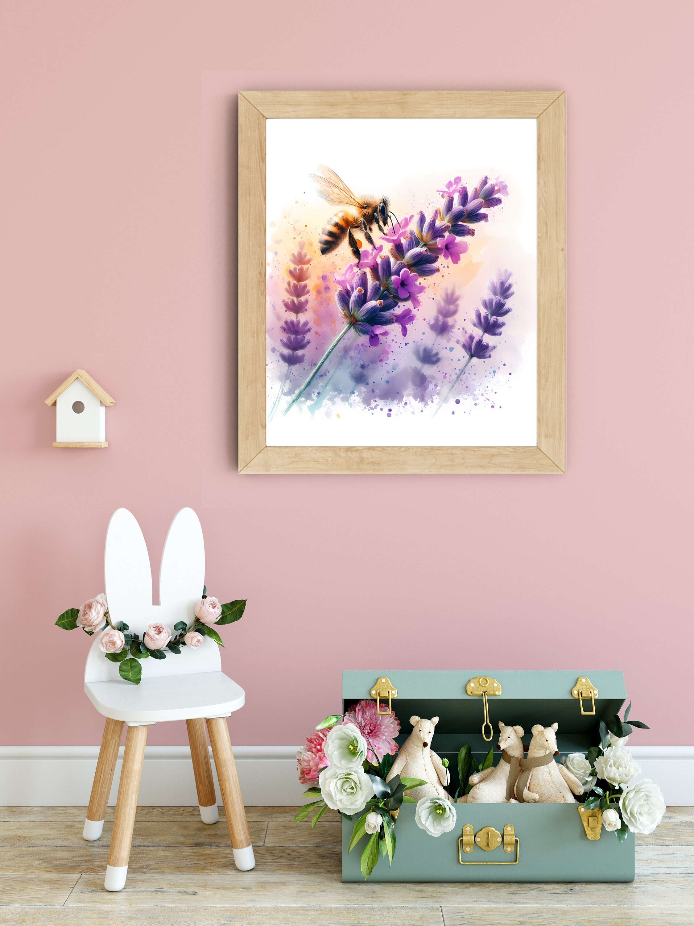 Honeybee Print, Spring Decor, Watercolor Bee, Home Decor, Farmhouse ...