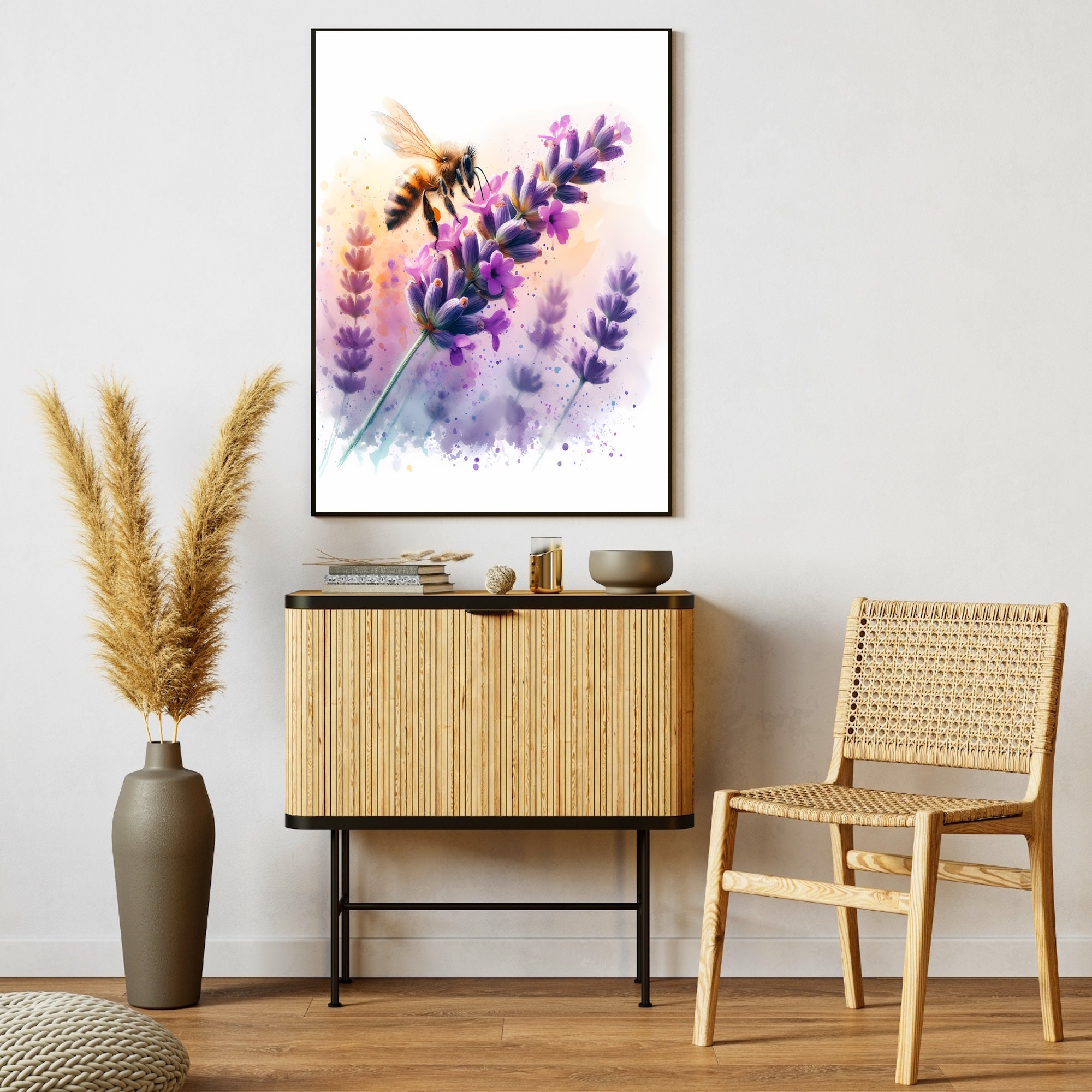 Honeybee Print, Spring Decor, Watercolor Bee, Home Decor, Farmhouse ...