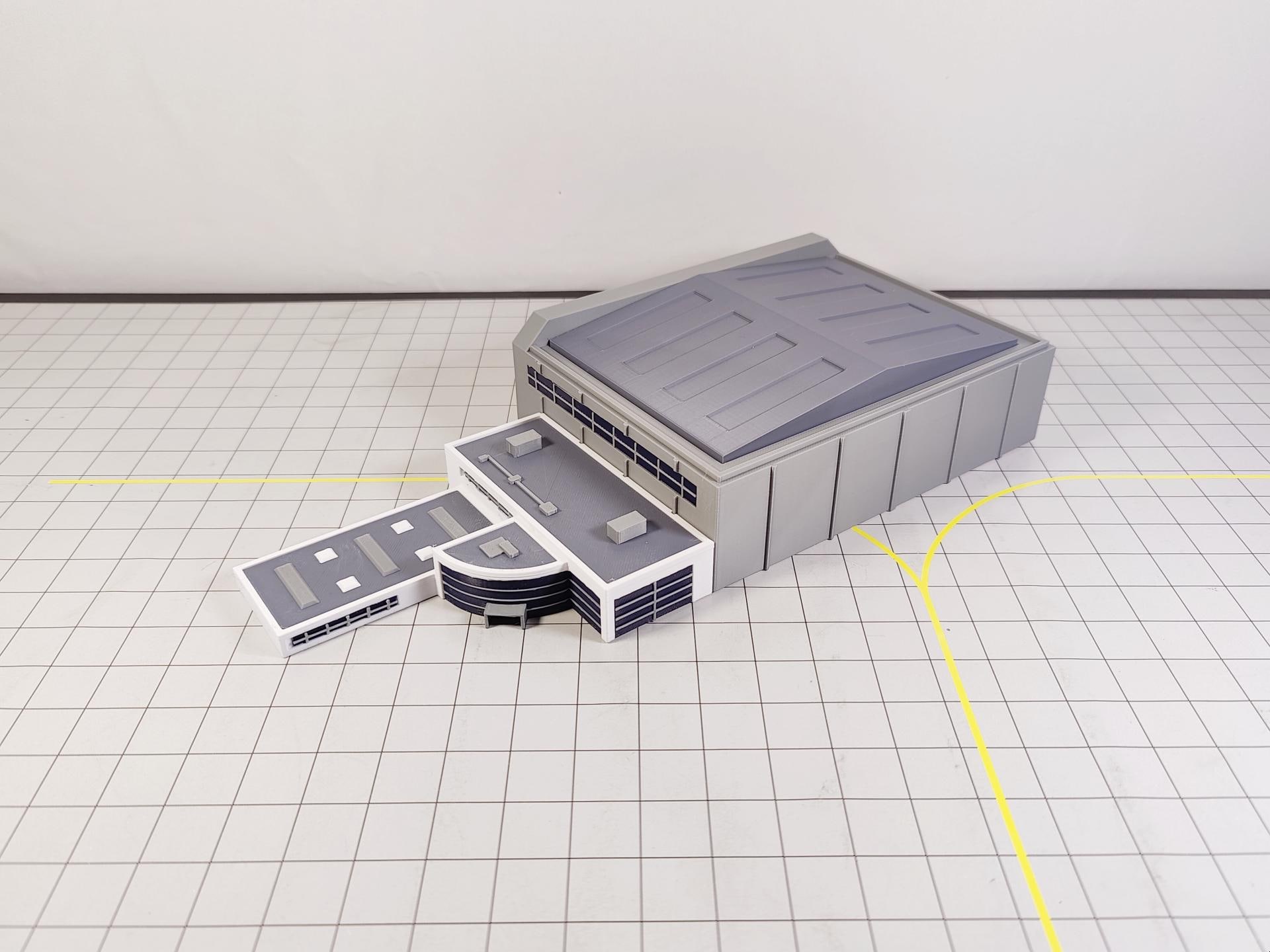 AIRPORT FBO Business Jet Terminal + Hangar Aircraft Building Diorama 1: ...