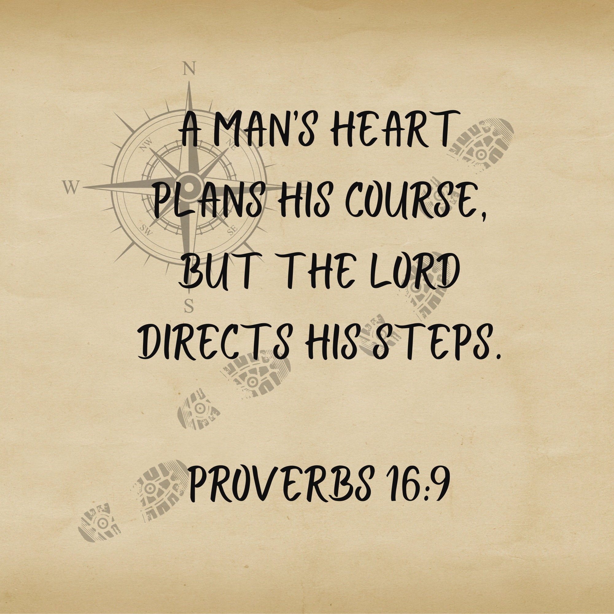 God Directs Your Path, Wall Art, Decor, Poster, 12 X 12, Proverbs 16:9 ...