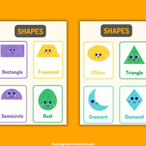 Shapes Flashcards Colorful Shapes Preschool Materials Homeschool ...