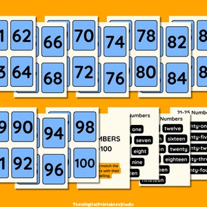 Number Flashcards Numbers 1-20-100 Learn Count Homeschool Printable ...