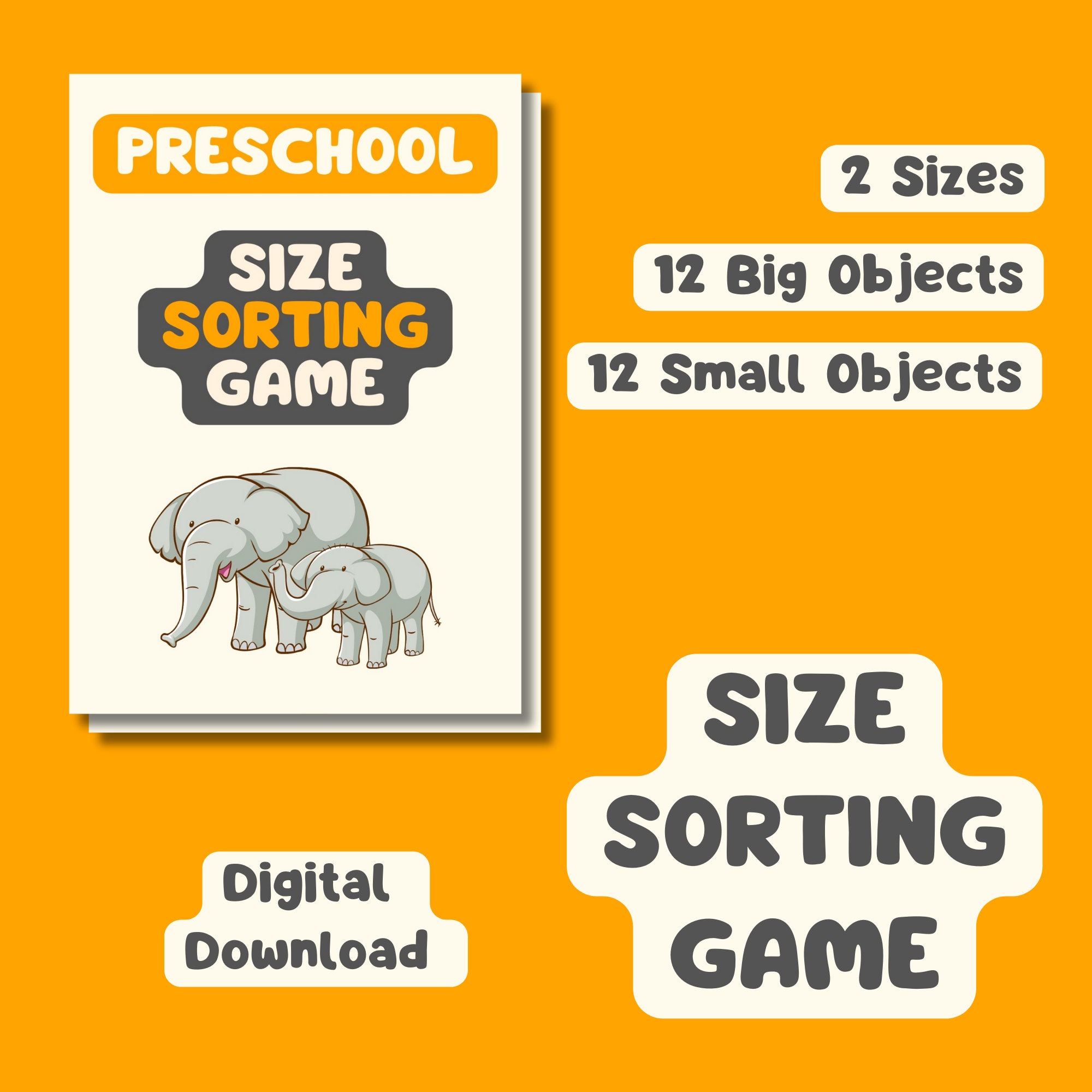 Printable Size Sort Activity Toddlers and Preschoolers Sort Big Small ...