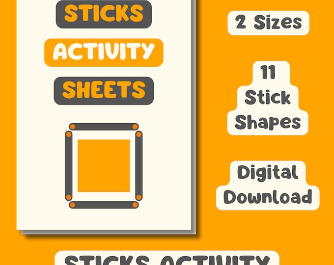 Popsicle Stick 2D Shapes Activity, Montessori Printable Game for Kids ...