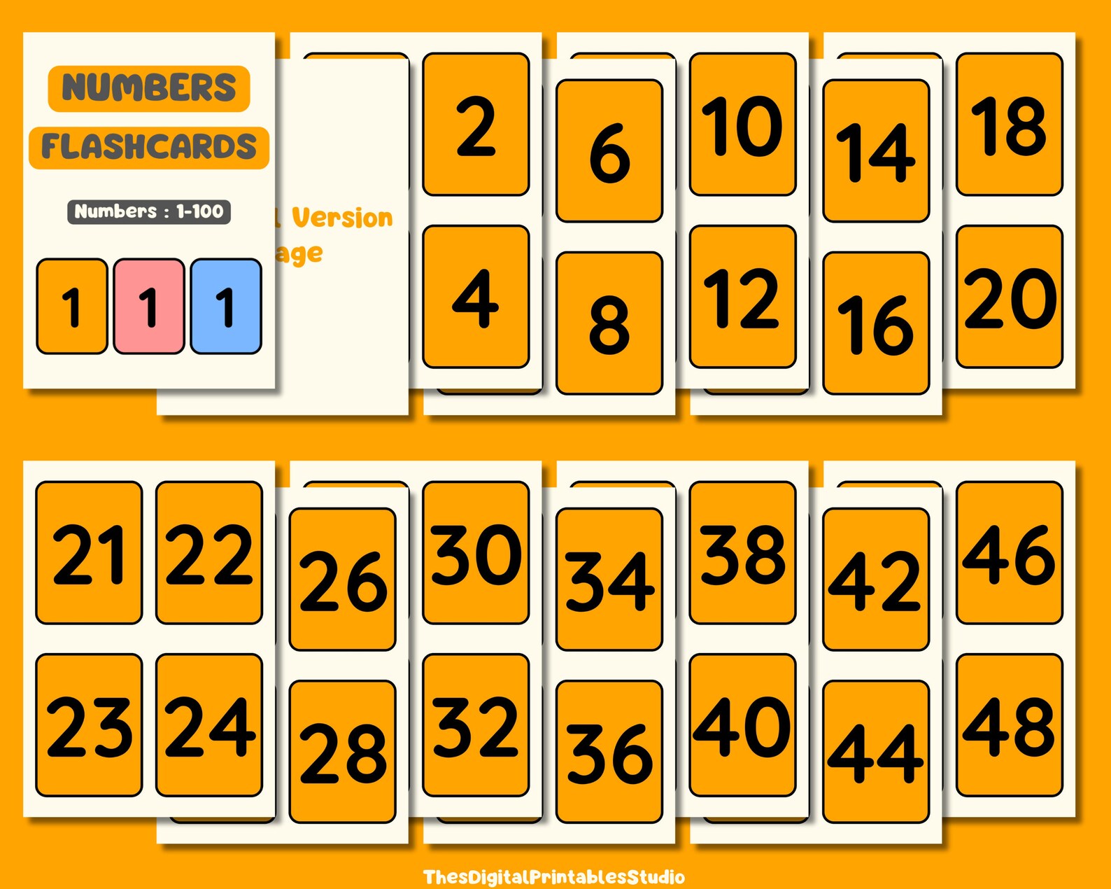 Number Flashcards Numbers 1-20-100 Learn Count Homeschool Printable ...