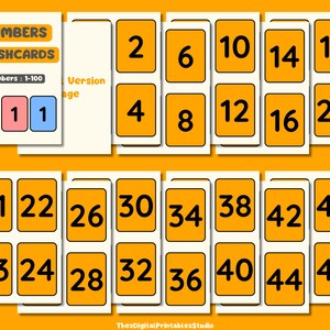 Number Flashcards Numbers 1-20-100 Learn Count Homeschool Printable ...