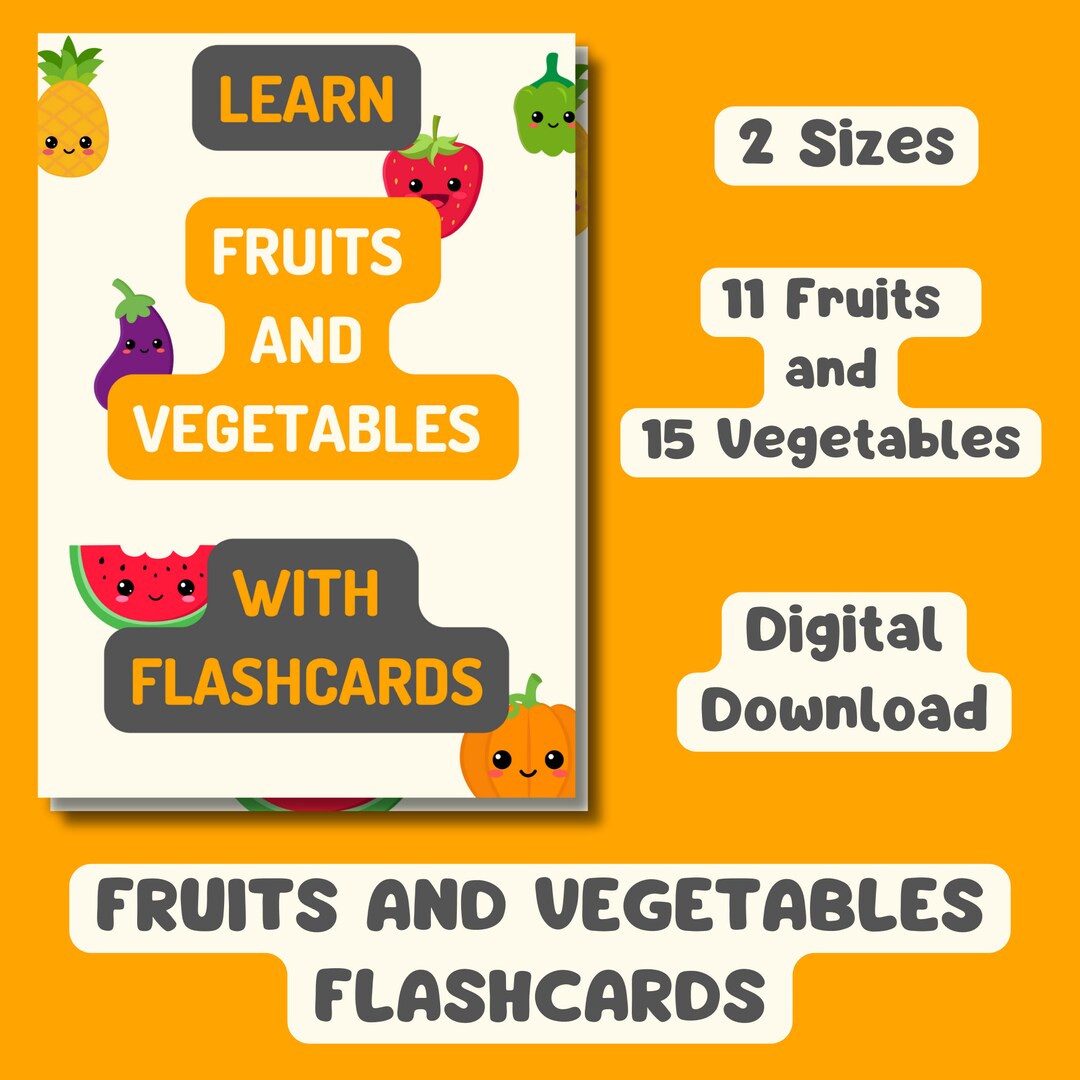 26 Fruits-vegetables Flashcards Printable Montessori Educational ...